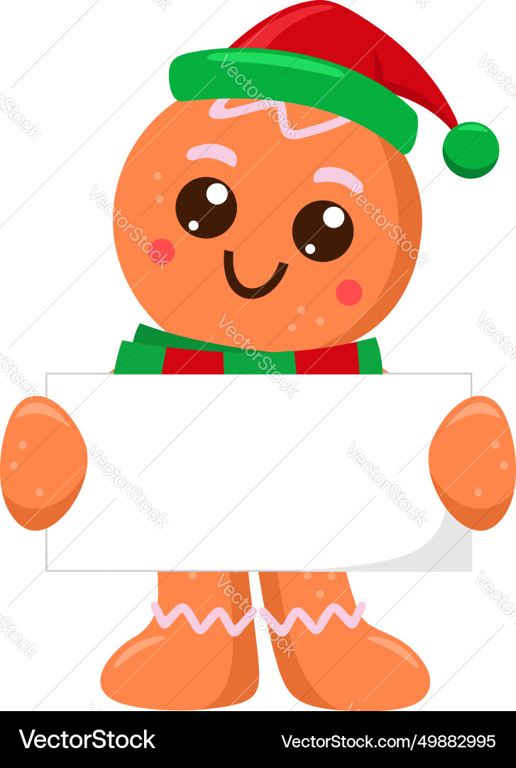 Cute christmas gingerbread man cartoon character Vector Image