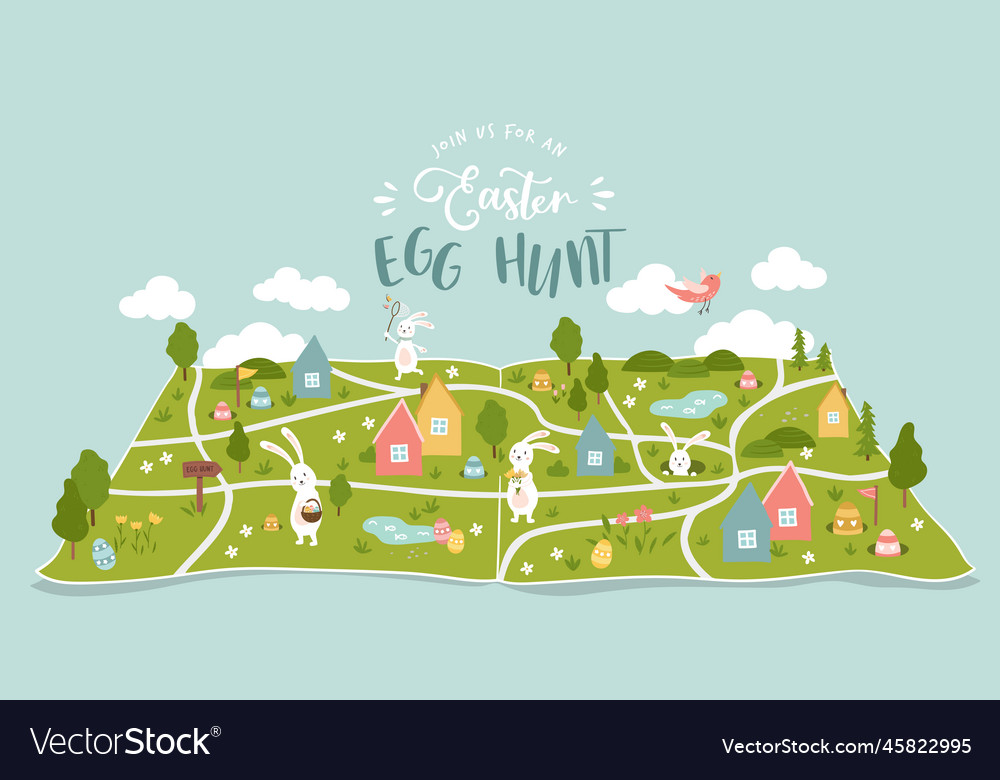 Cute easter egg hunt design map for children hand Vector Image