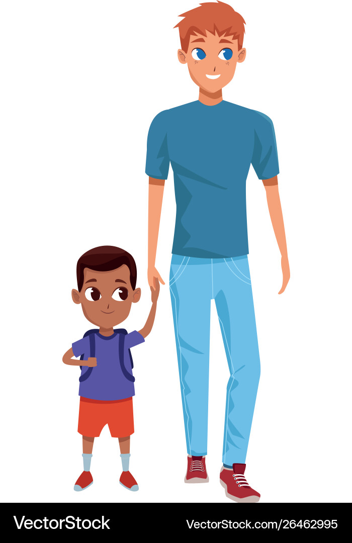 Family single father with children Royalty Free Vector Image