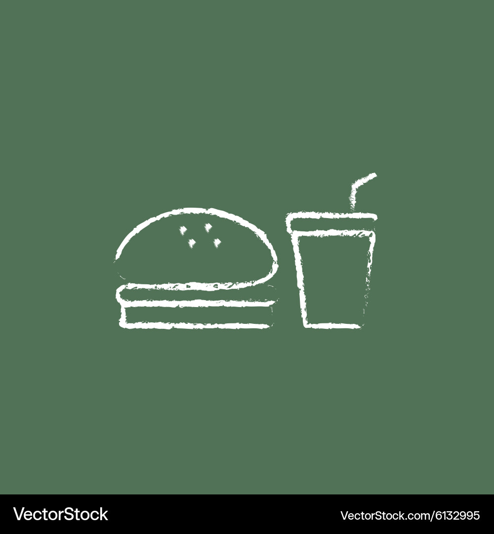 Fast food meal icon drawn in chalk Royalty Free Vector Image