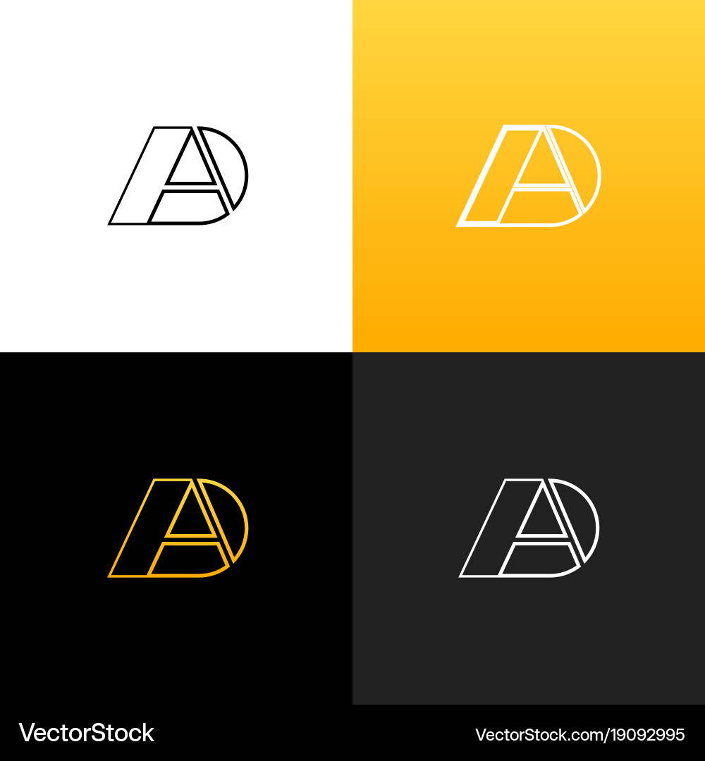 Logo ad linear of the letter a and d Royalty Free Vector