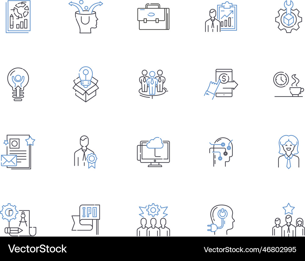 Market investigation line icons collection Vector Image