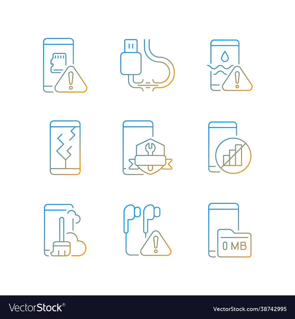 Mobile phone technical issues gradient linear Vector Image
