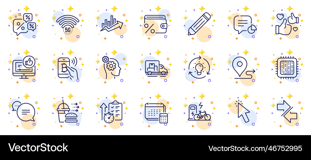 Outline set of text message pencil and savings Vector Image