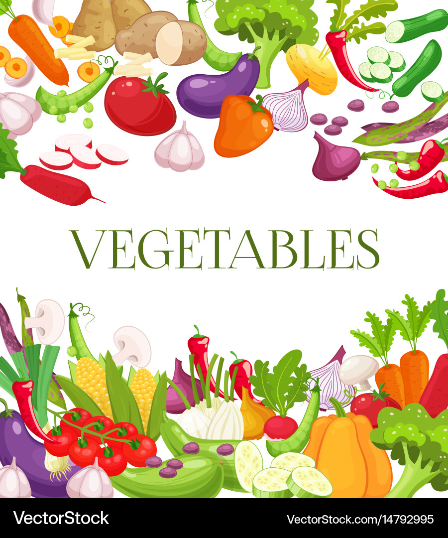 Vegetable and healthy food menu poster fresh Vector Image