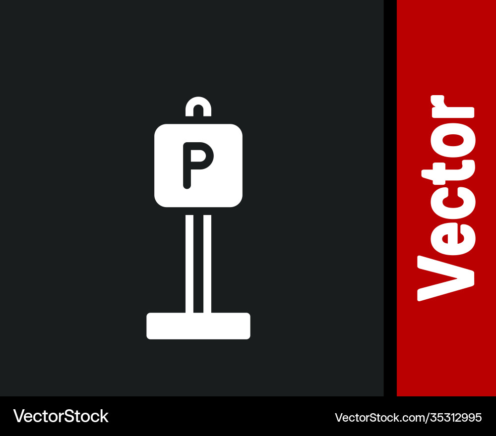 White parking icon isolated on black background Vector Image