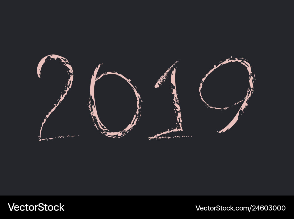 2019 text hand drawn in brush free style Vector Image