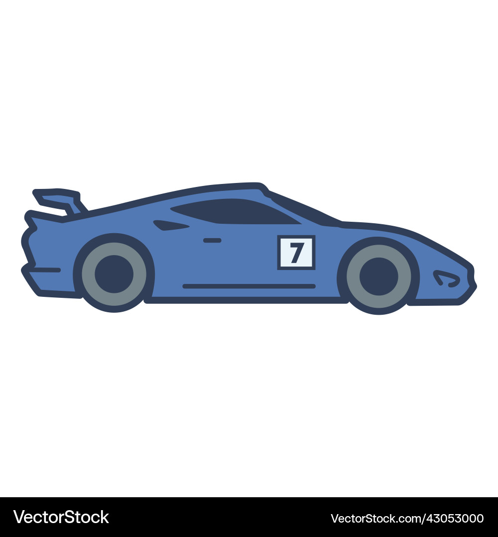 Blue race car color stroke Royalty Free Vector Image