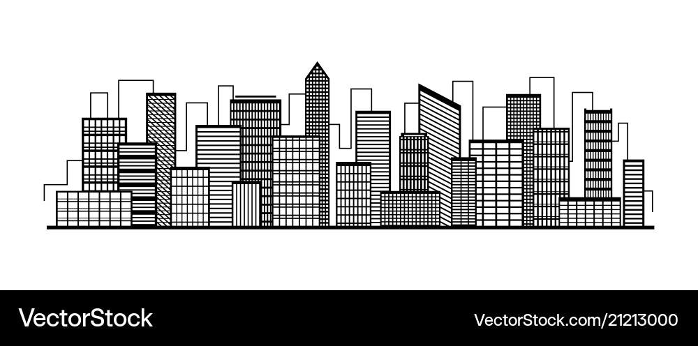City silhouette icon with windows Royalty Free Vector Image