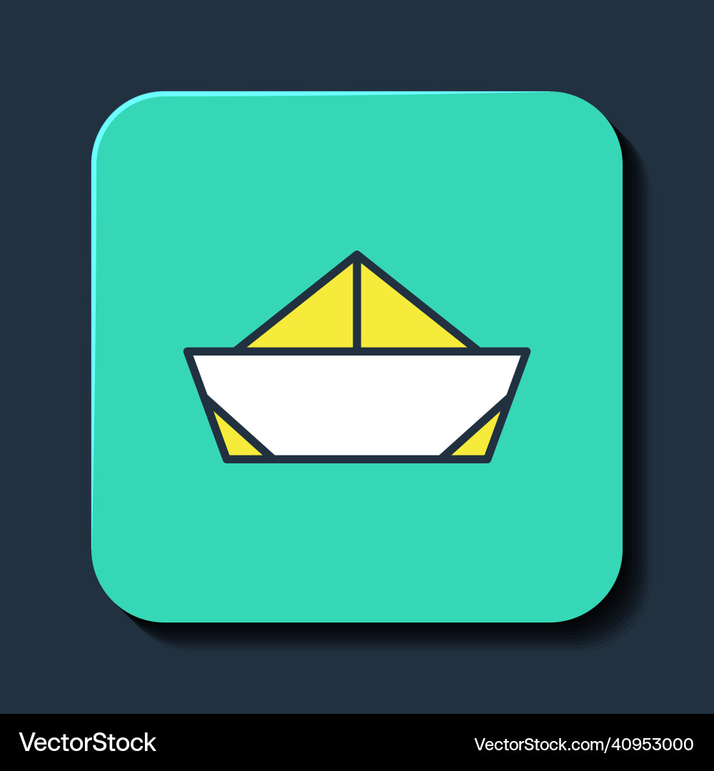 Filled outline folded paper boat icon isolated Vector Image