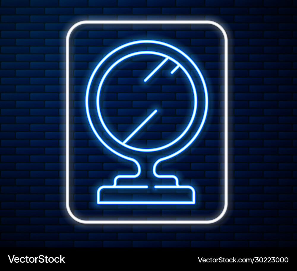 Glowing neon line round makeup mirror icon Vector Image
