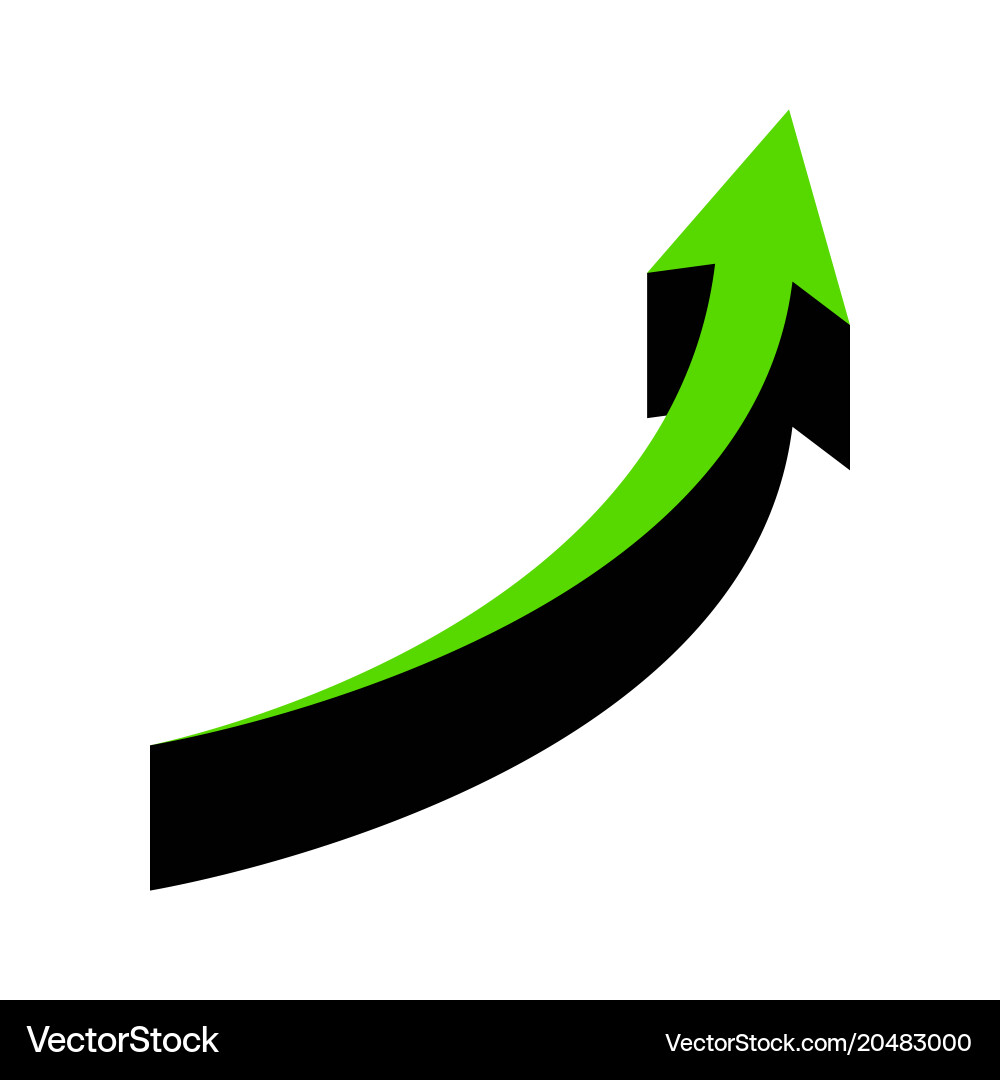 Growing arrow sign green 3d icon with Royalty Free Vector