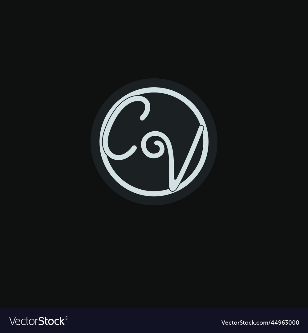 Initials cv logo monogram with simple circle line Vector Image