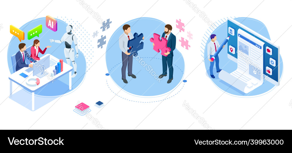 Isometric strategic business planning concept Vector Image