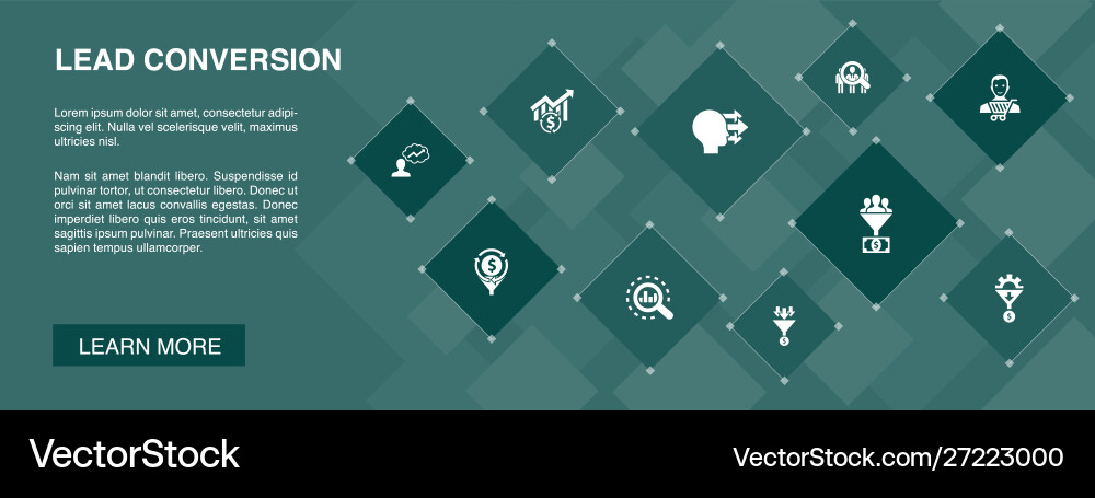 Lead conversion banner 10 icons conceptsales Vector Image