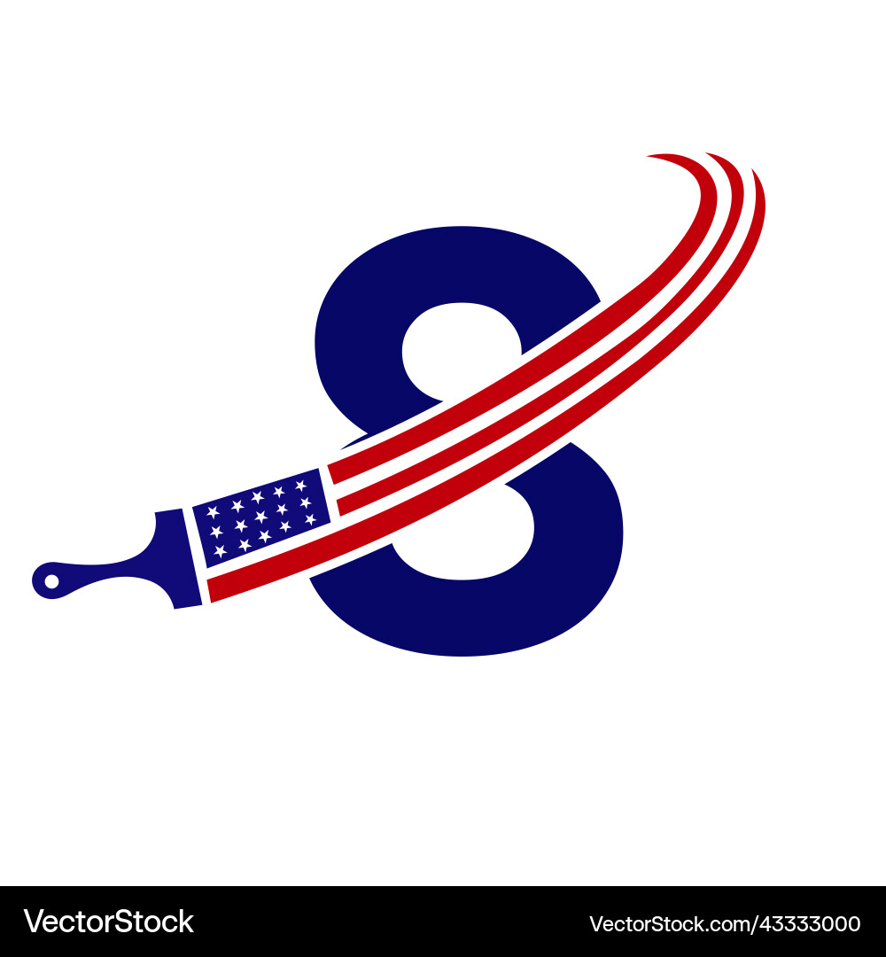 Letter 8 american paint logo concept Royalty Free Vector