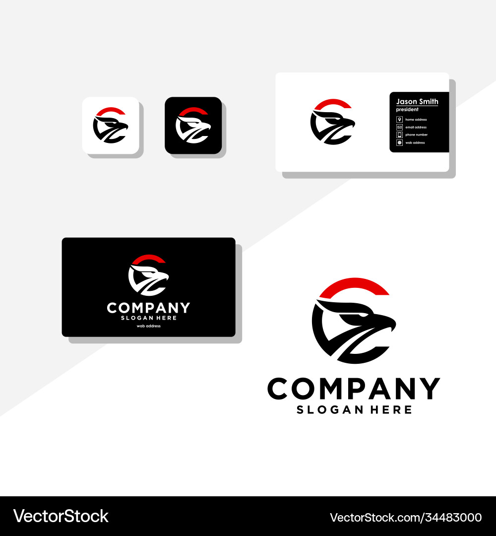 Letter c eagle head logo and business card Vector Image