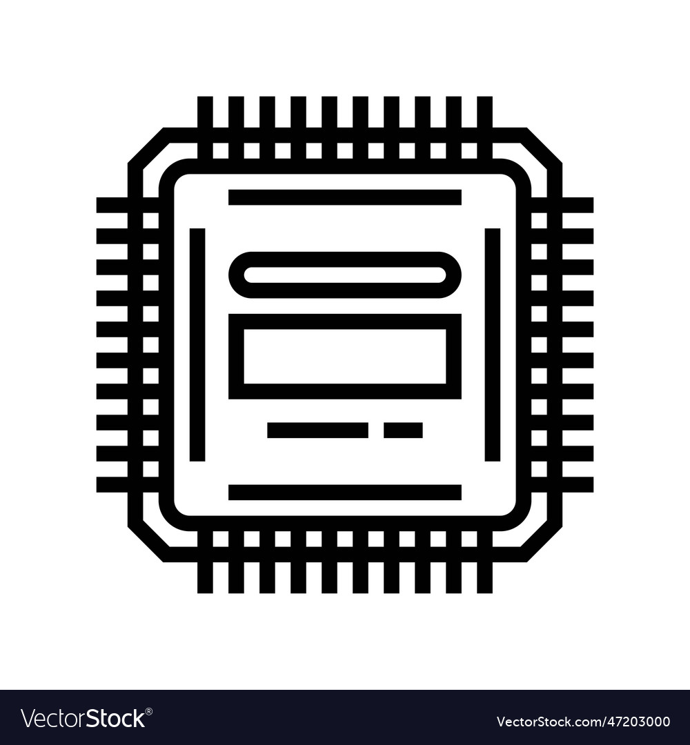 Microcontroller electronic component line icon Vector Image
