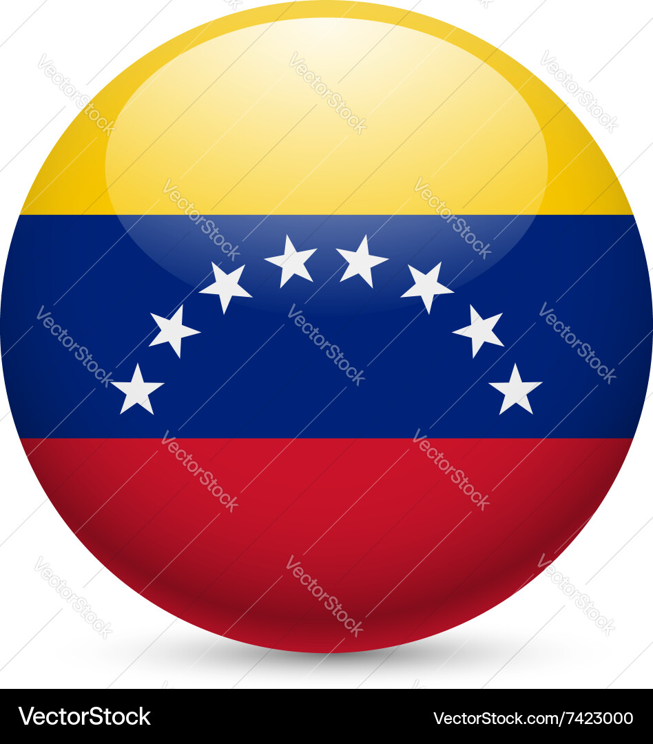 Round glossy icon venezuela Royalty Free Vector Image