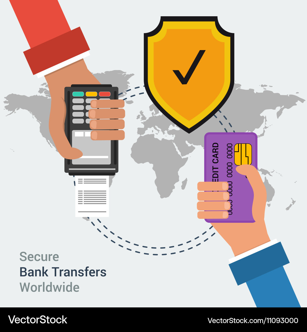 Secure bank transfers worldwide Royalty Free Vector Image