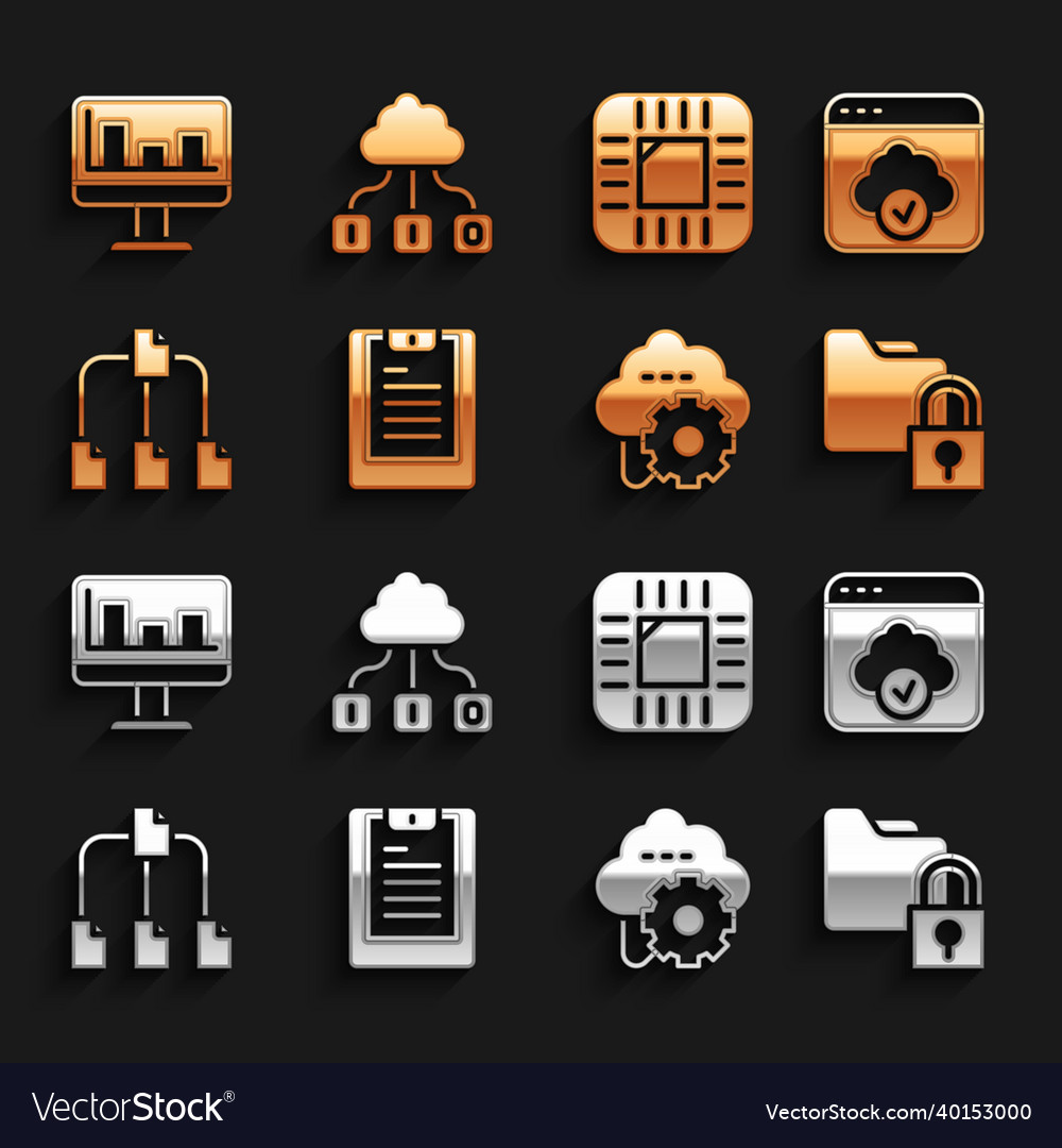 Set server data report cloud technology data Vector Image