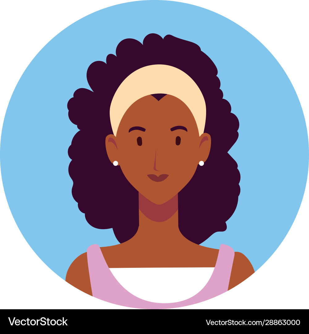 Young woman on blue background circle Royalty Free Vector
