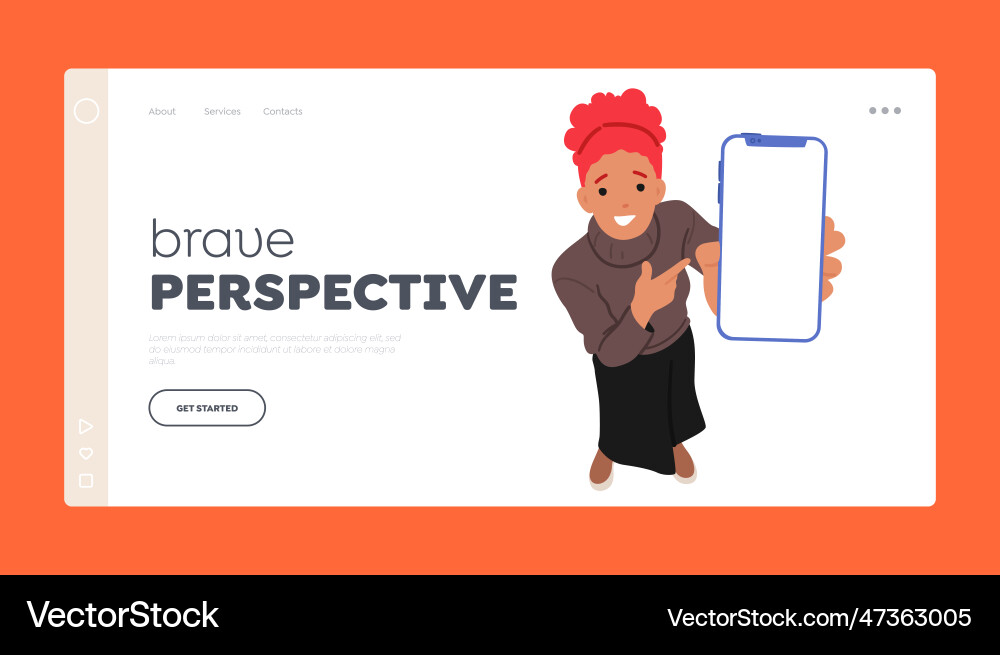 Brave perspective landing page template top view Vector Image