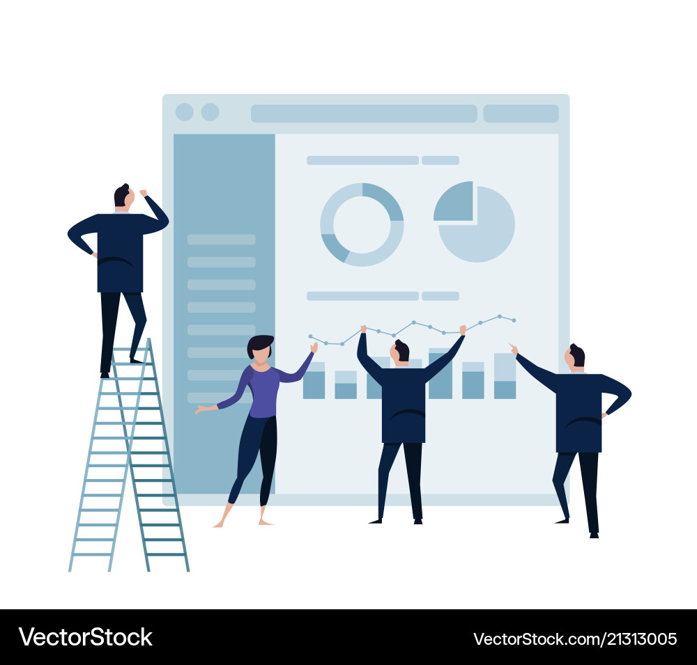 Business people analytics graph on monitor Vector Image