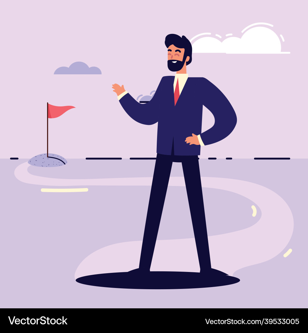 Businessman reaching the goal Royalty Free Vector Image
