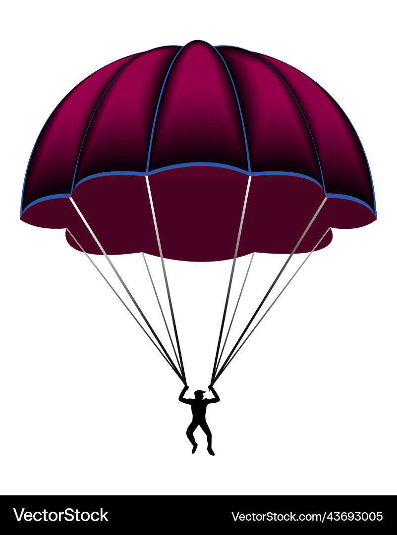 Character flying in sky jump with parachute Vector Image