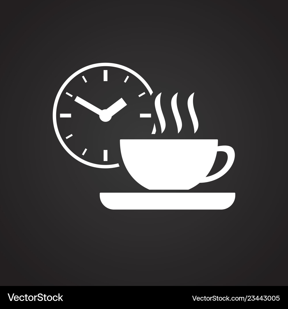 Coffee time icon on black background for graphic Vector Image