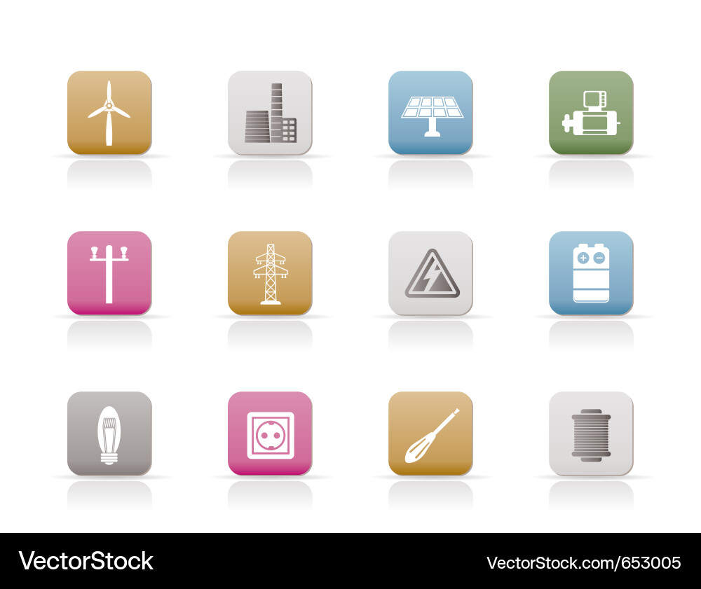 Electricity and power icons Royalty Free Vector Image