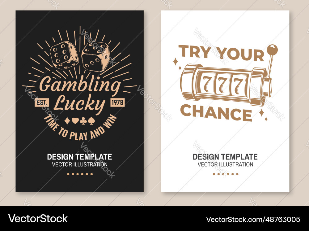 Gambling lucky poster design with two dice Vector Image