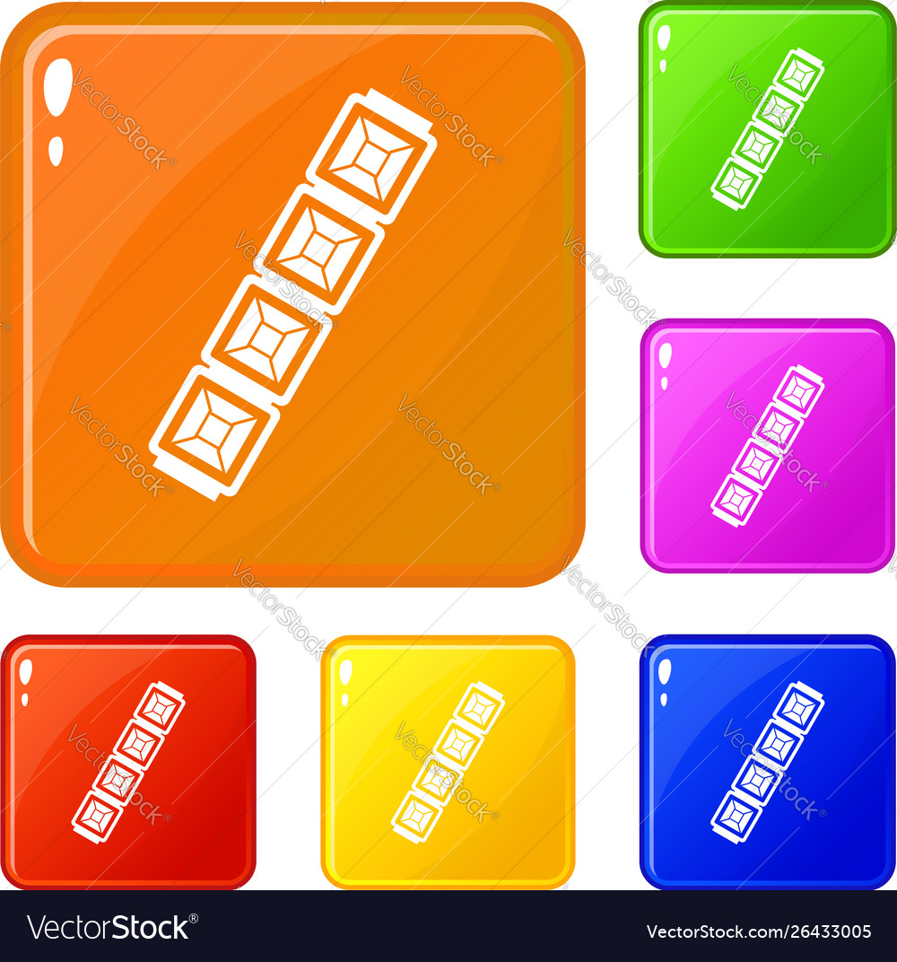 Jewelry chain icons set color Royalty Free Vector Image