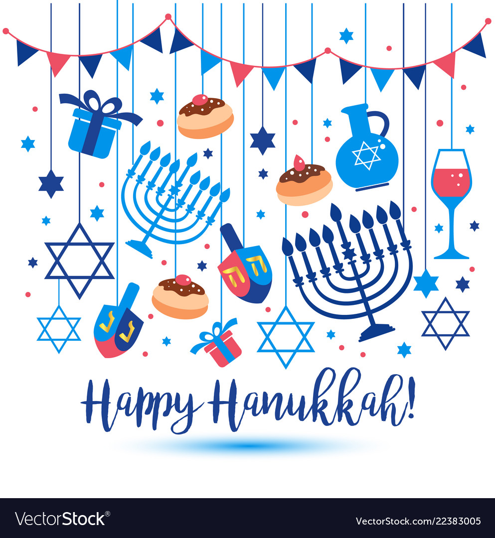 Jewish holiday hanukkah greeting card traditional Vector Image