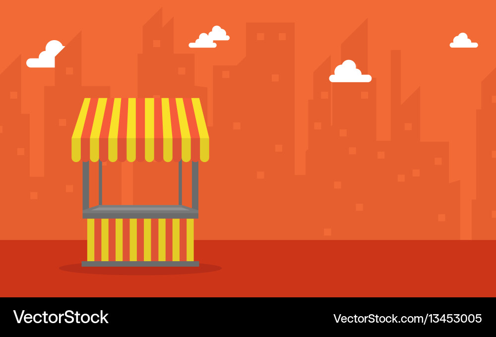 On orange background with street stall Royalty Free Vector