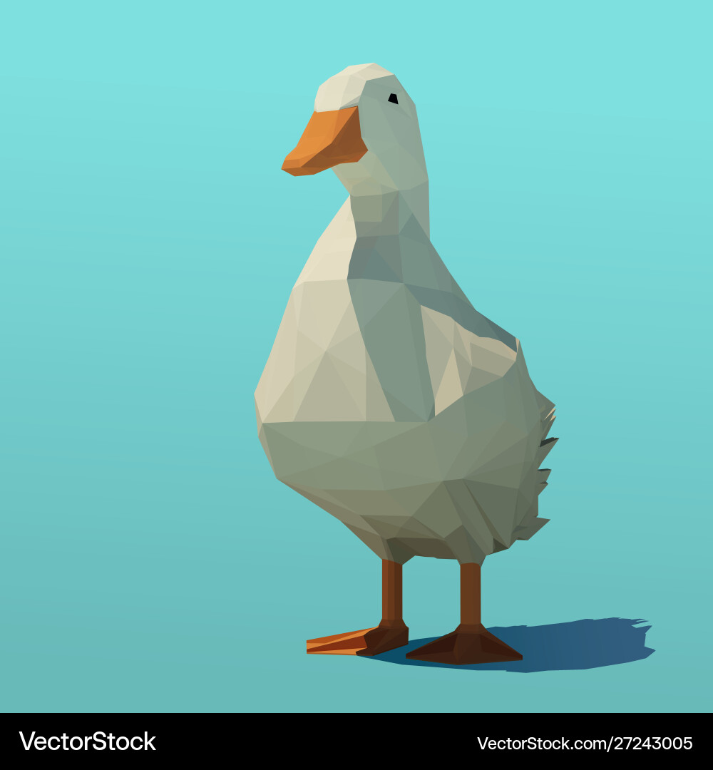 Polygonal duck standing in shallow water Vector Image