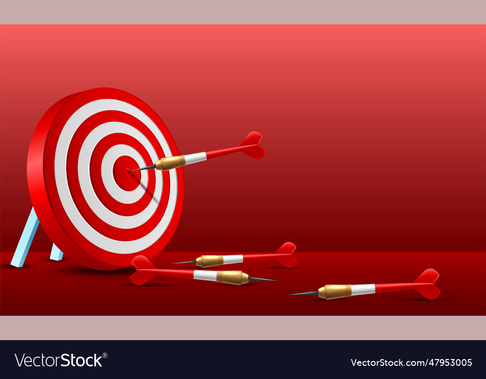 Red dart arrow hitting in the target center Vector Image Red dart arrow hitting in the target center Vector Image