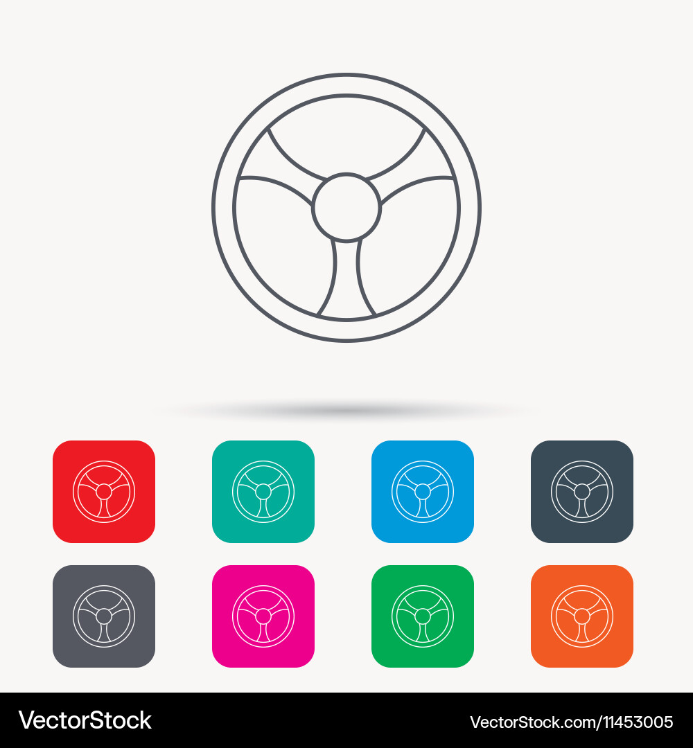 Steering wheel icon car drive control sign Vector Image