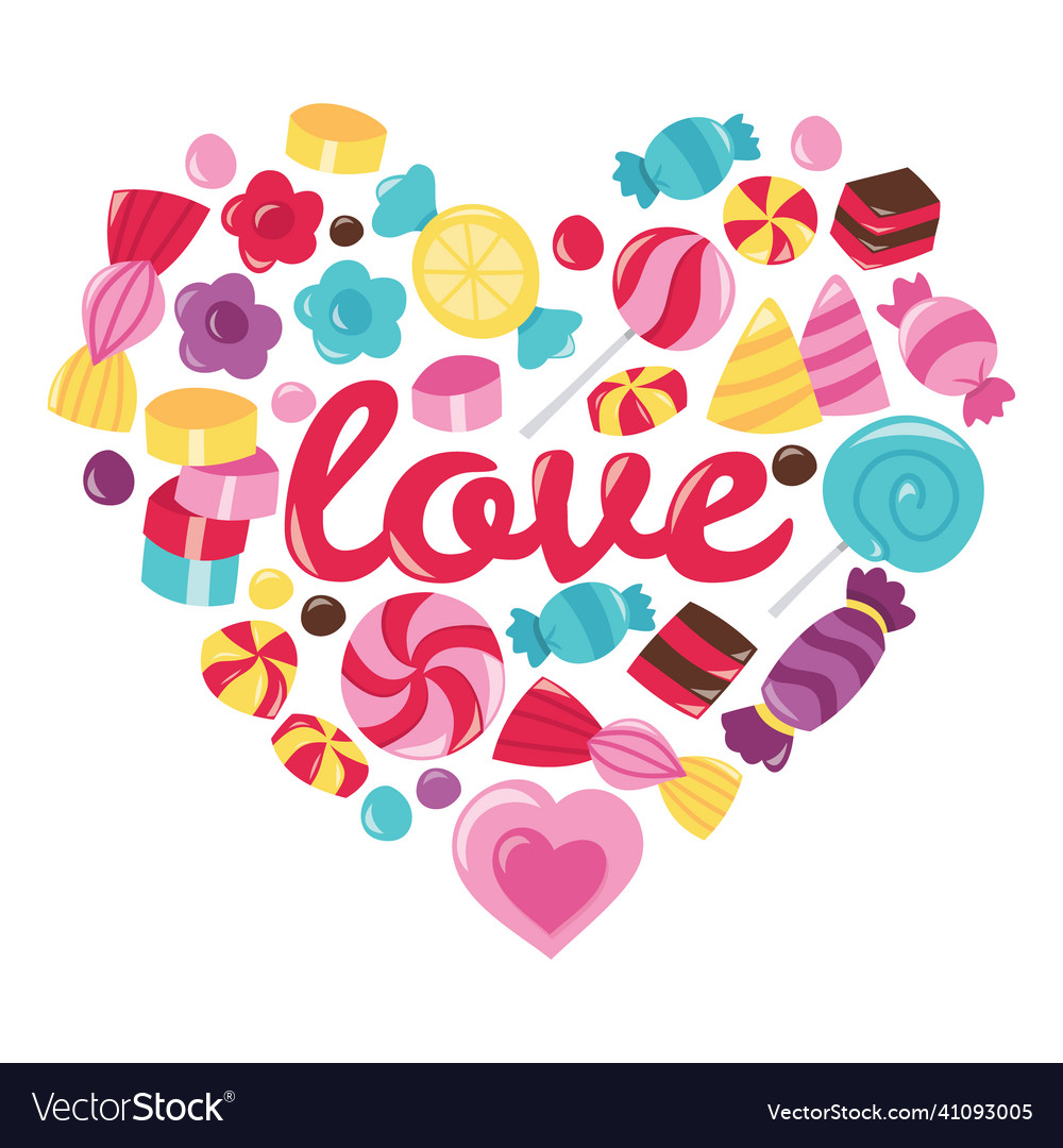 Super cheerful candy love Royalty Free Vector Image