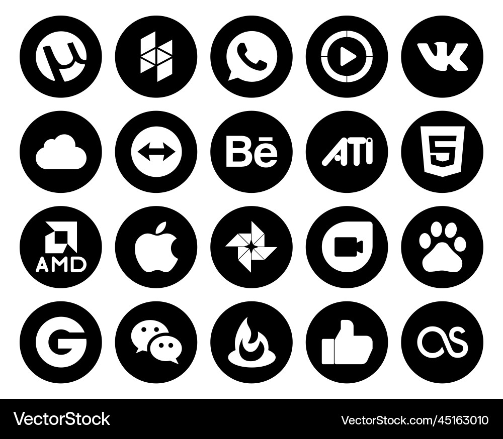 20 social media icon pack including wechat baidu Vector Image