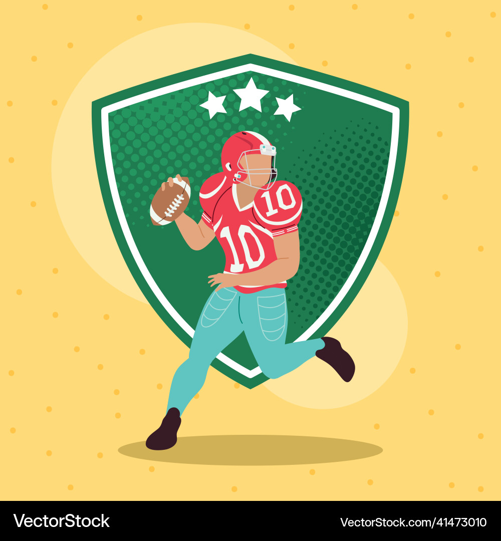 American football player shield Royalty Free Vector Image