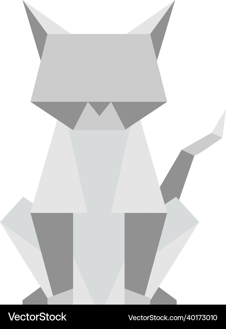 An origami-style cat on a white isolated Vector Image