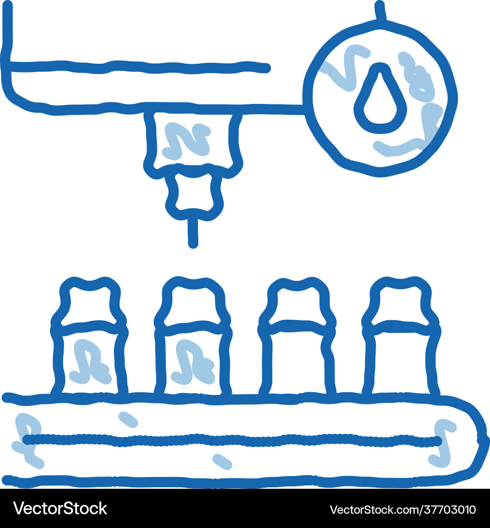 Bottle filling device doodle icon hand drawn Vector Image