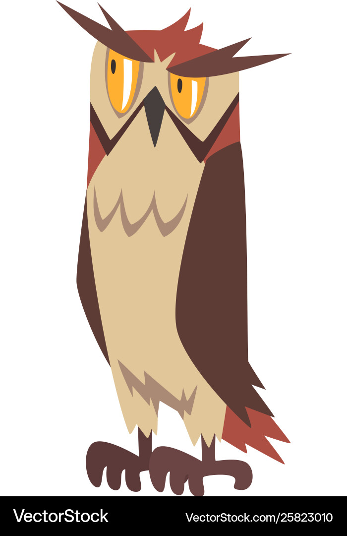 Eagle owl bird wise great horned character Vector Image