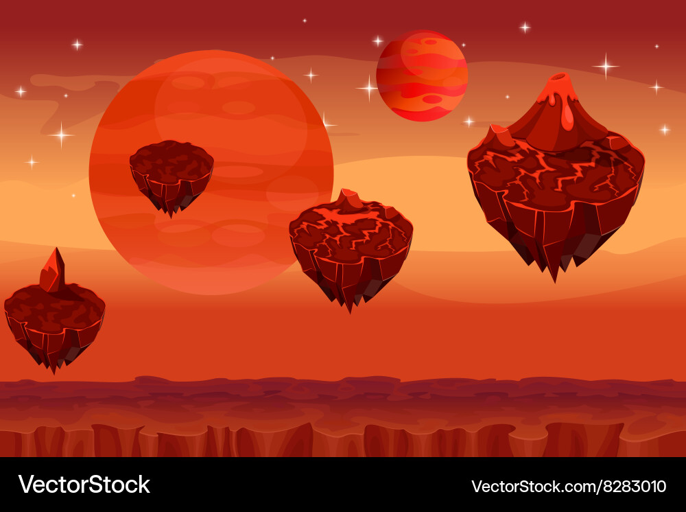 Fantastic space landscape martian alien planet Vector Image