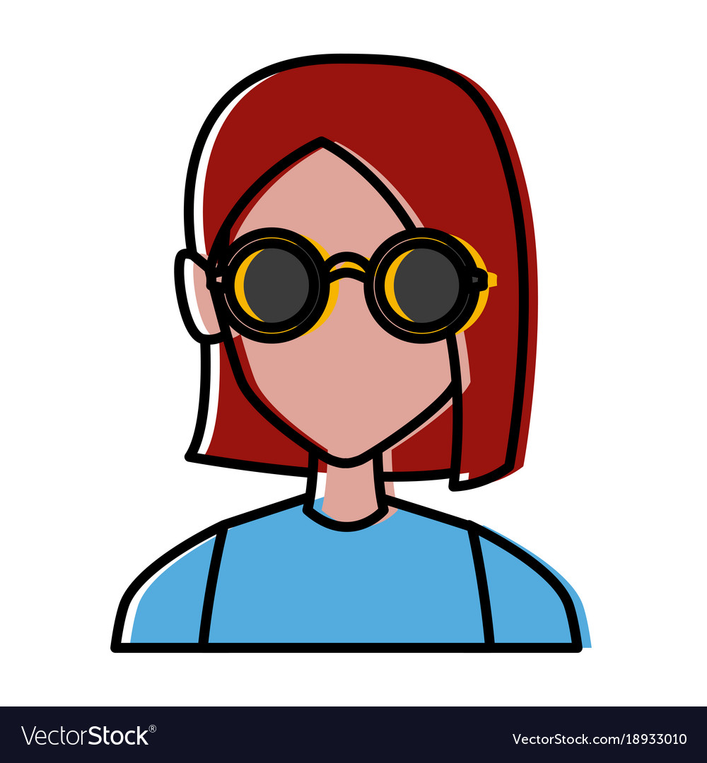 Geek girl with round frame glasses Royalty Free Vector Image
