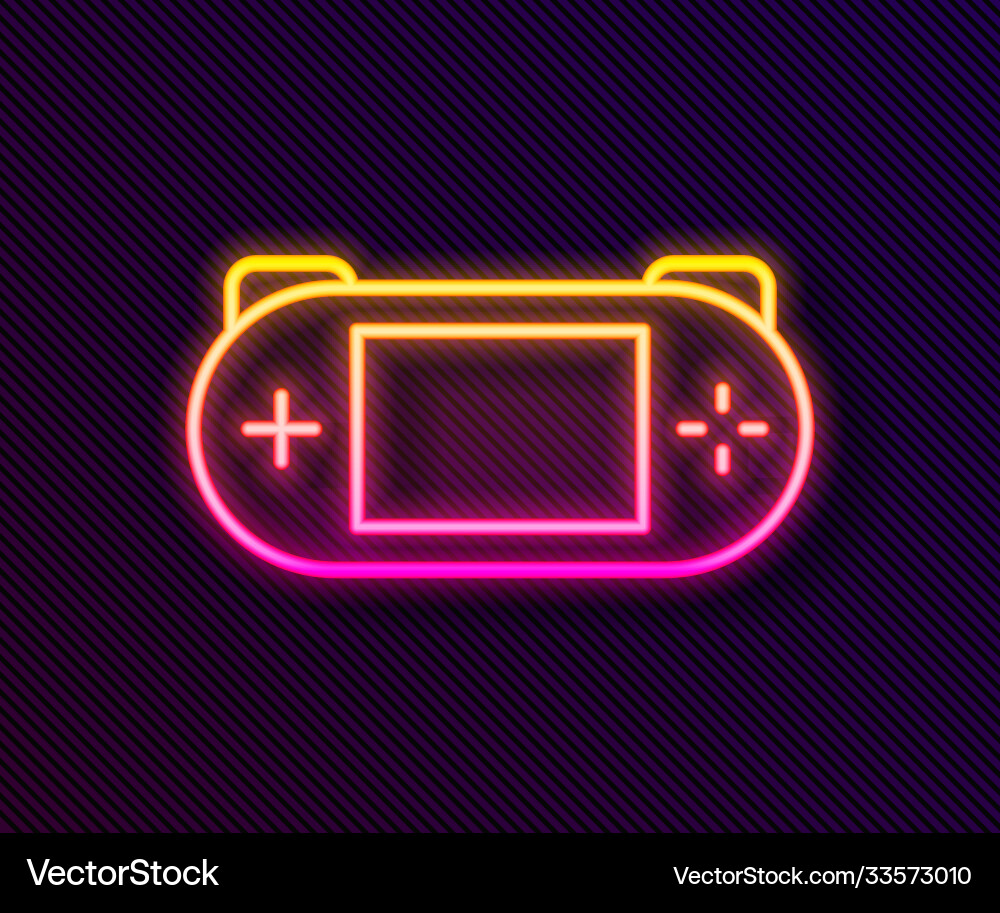 Glowing neon line portable video game console icon