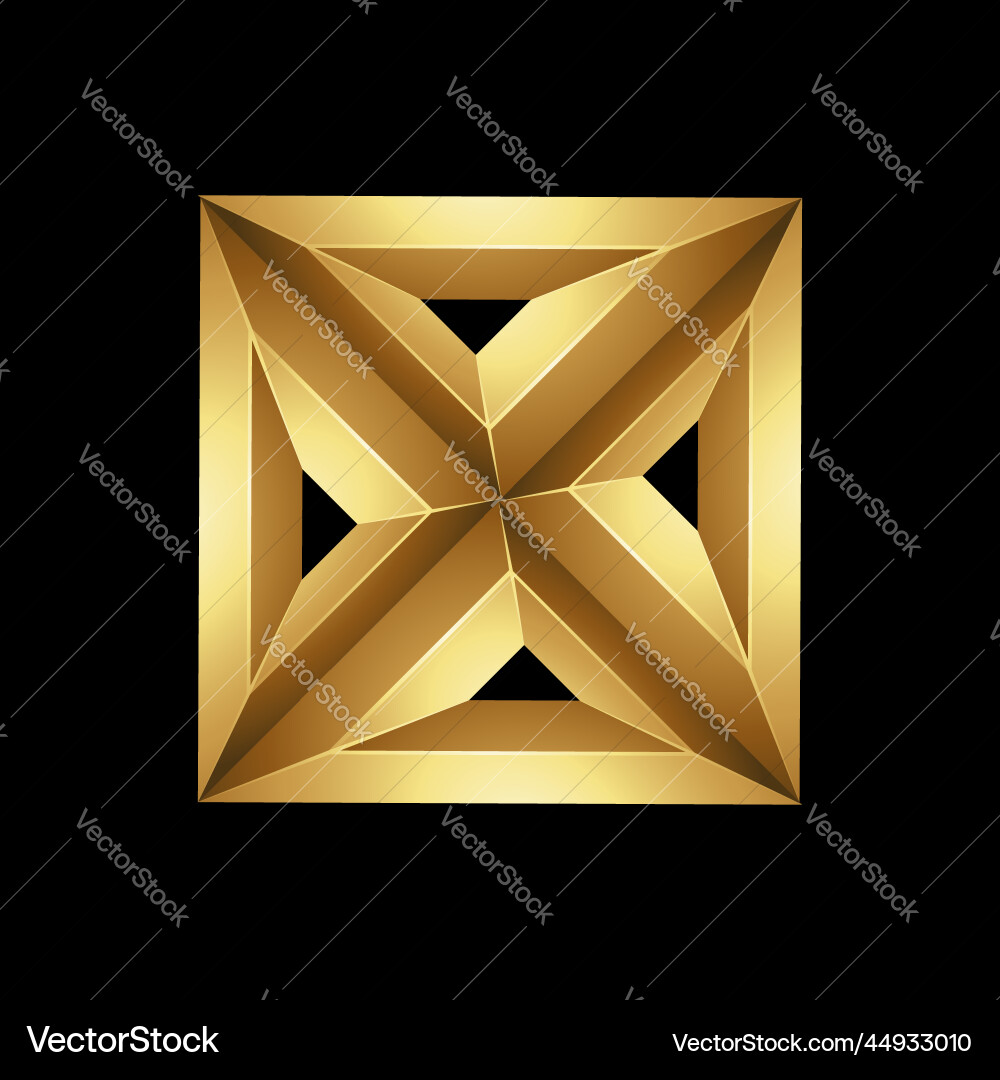 Golden embossed square made of triangles Vector Image
