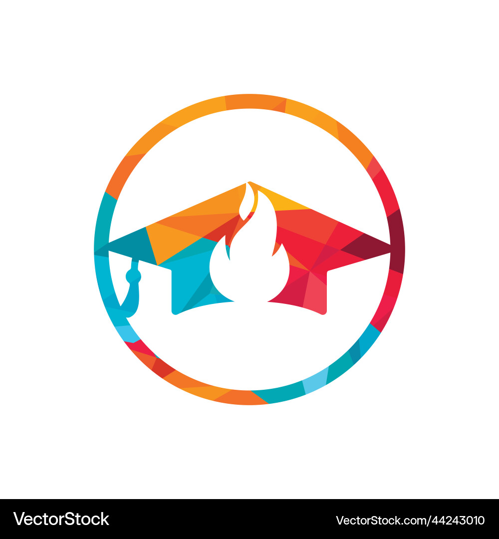 Graduation cap and torch combination logo concept Vector Image